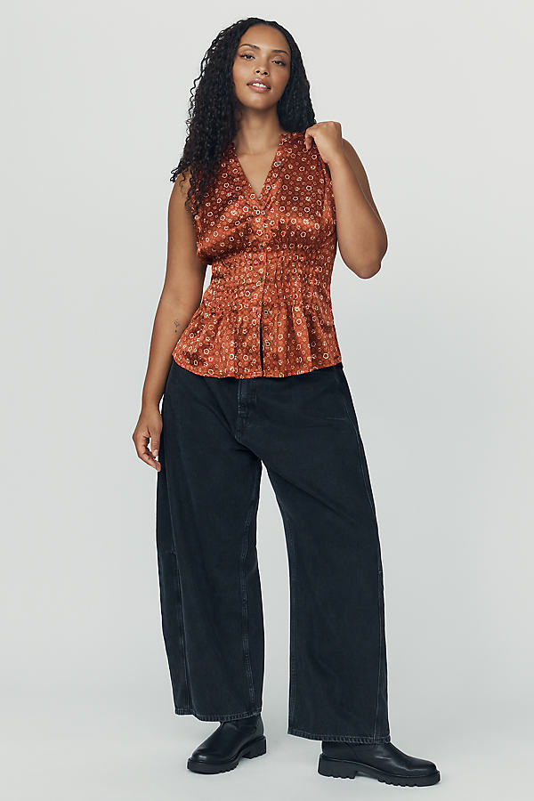 PILCRO Pilcro Linden Sleeveless Silken Pleated Blouse